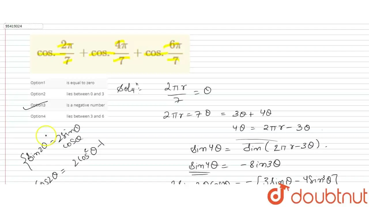 cos.(2pi)/(7)+cos.(4pi)/(7)+cos.(6pi)/(7)