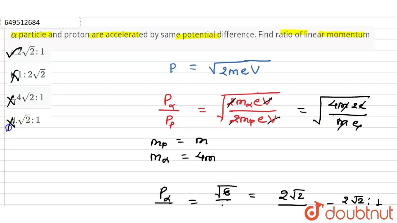 alpha particle and proton are accelerated by same potential difference