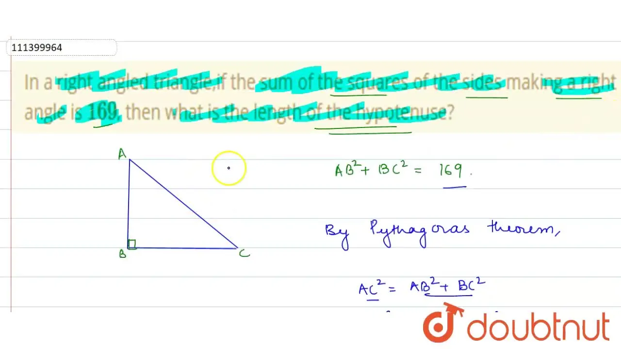 In a right angled triangle,if the sum of the squares of the sides maki