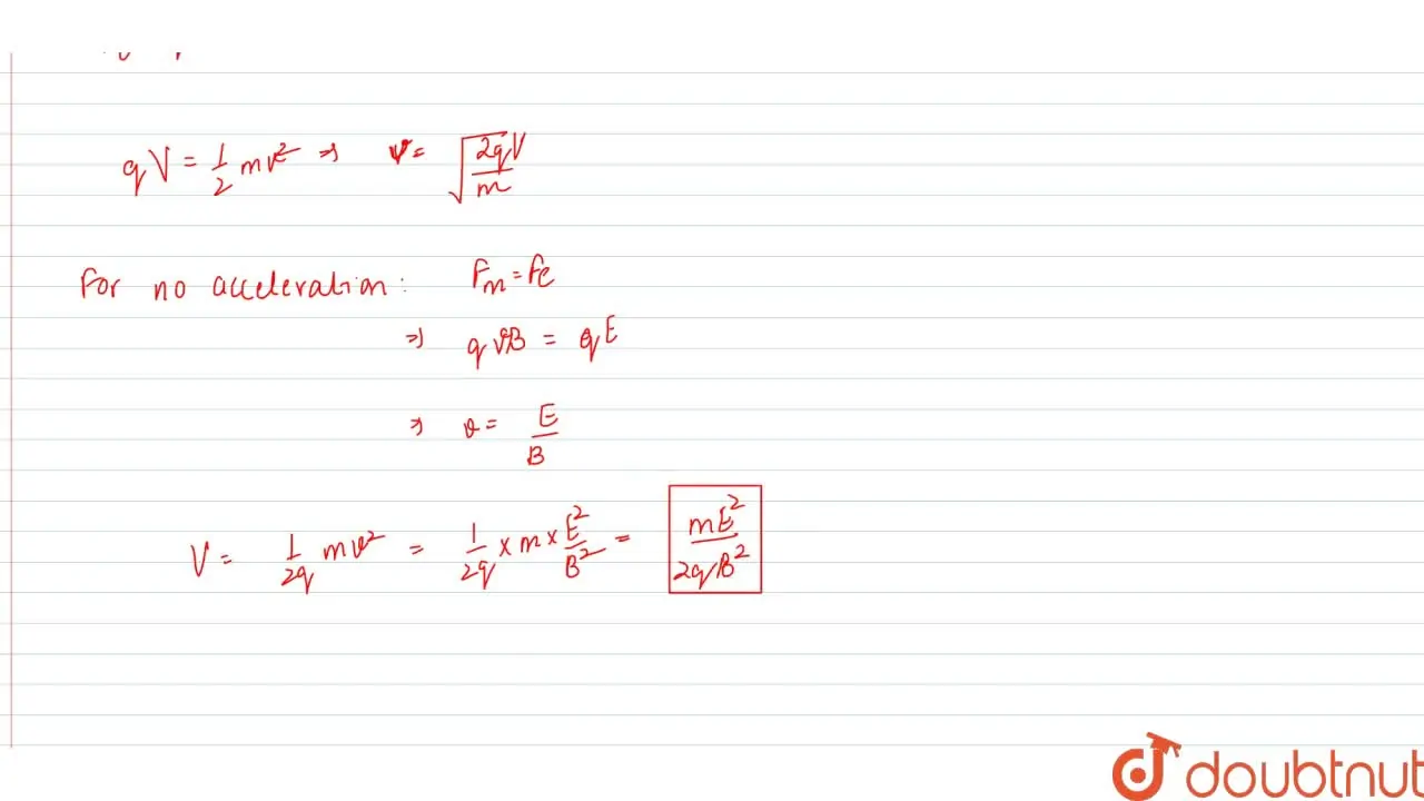 A particle of mass m and charge q is accelerated through a potential d