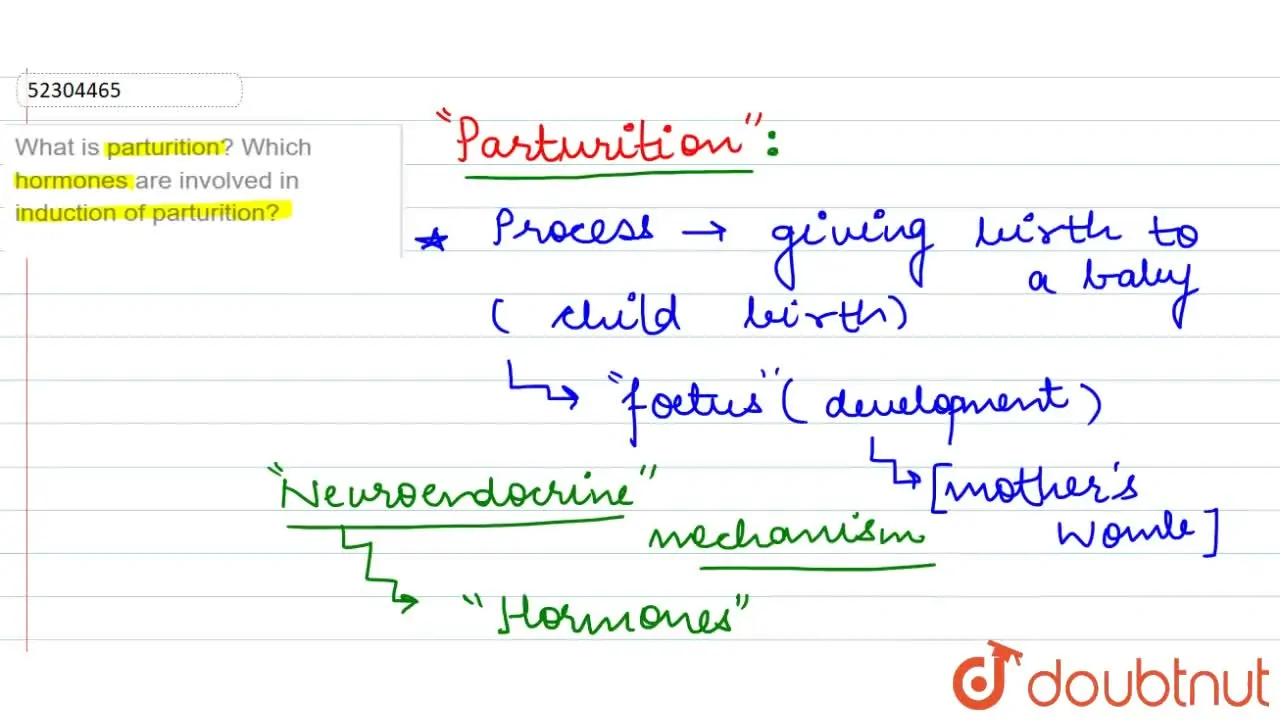 What is parturition? Which hormones are involved in induction of partu