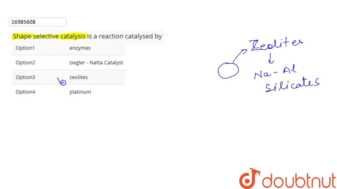 Shape selective catalysis is a reaction catalysed by