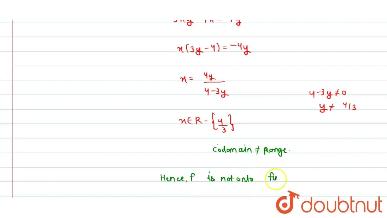 Let f:RR-{-4/3} to RR be a function defined as f(x)=(4x)/(3x+4). Show