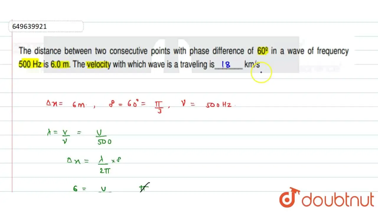 The distance between two consecutive points with phase difference of 6