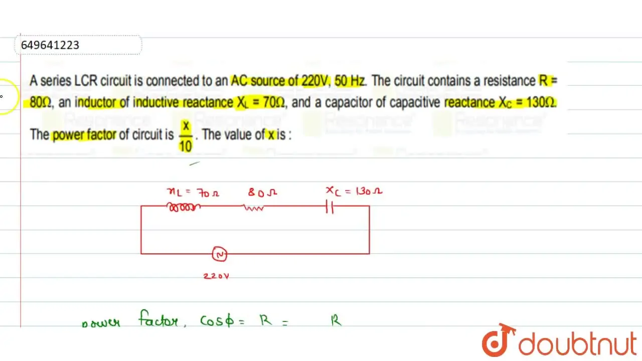 A series LCR circuit is connected to an AC source of 220V,50Hz.The cir
