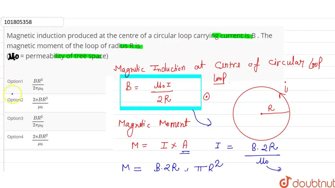 Magnetic induction produced at the centre of a circular loop carrying