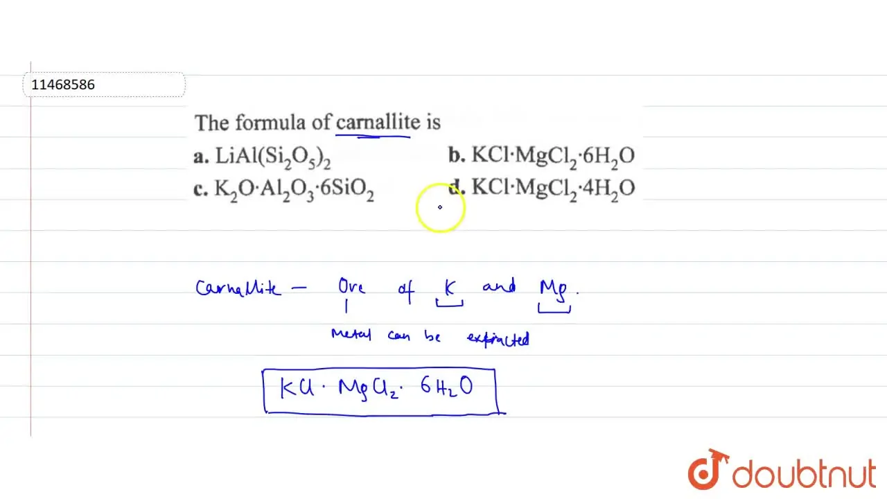 The formula of carnallite is