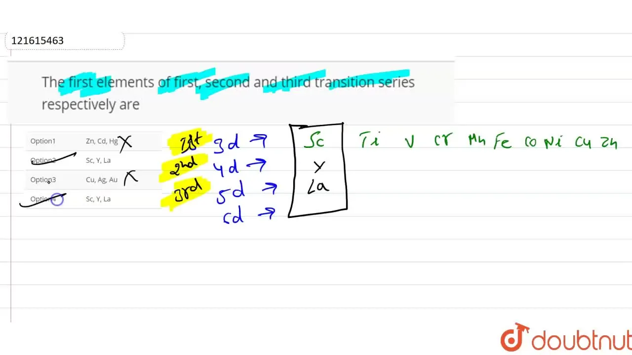 The first elements of first, second and third transition series respec
