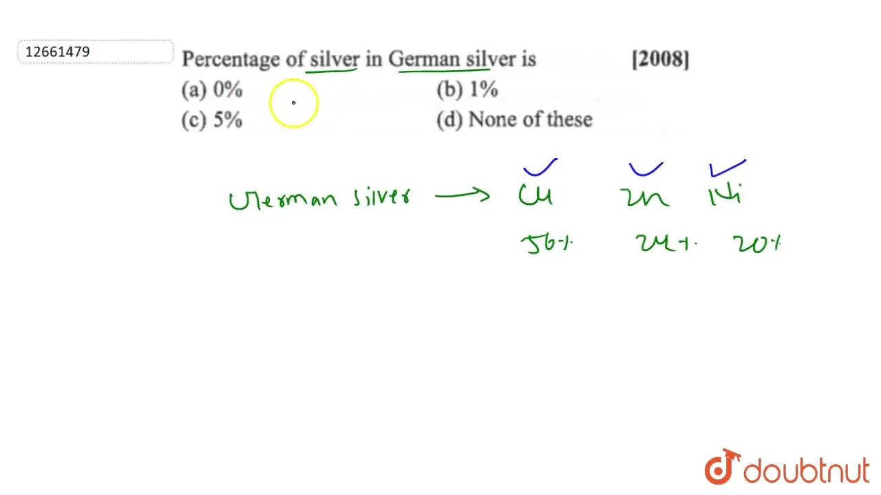 Percentage of silver in German silver is