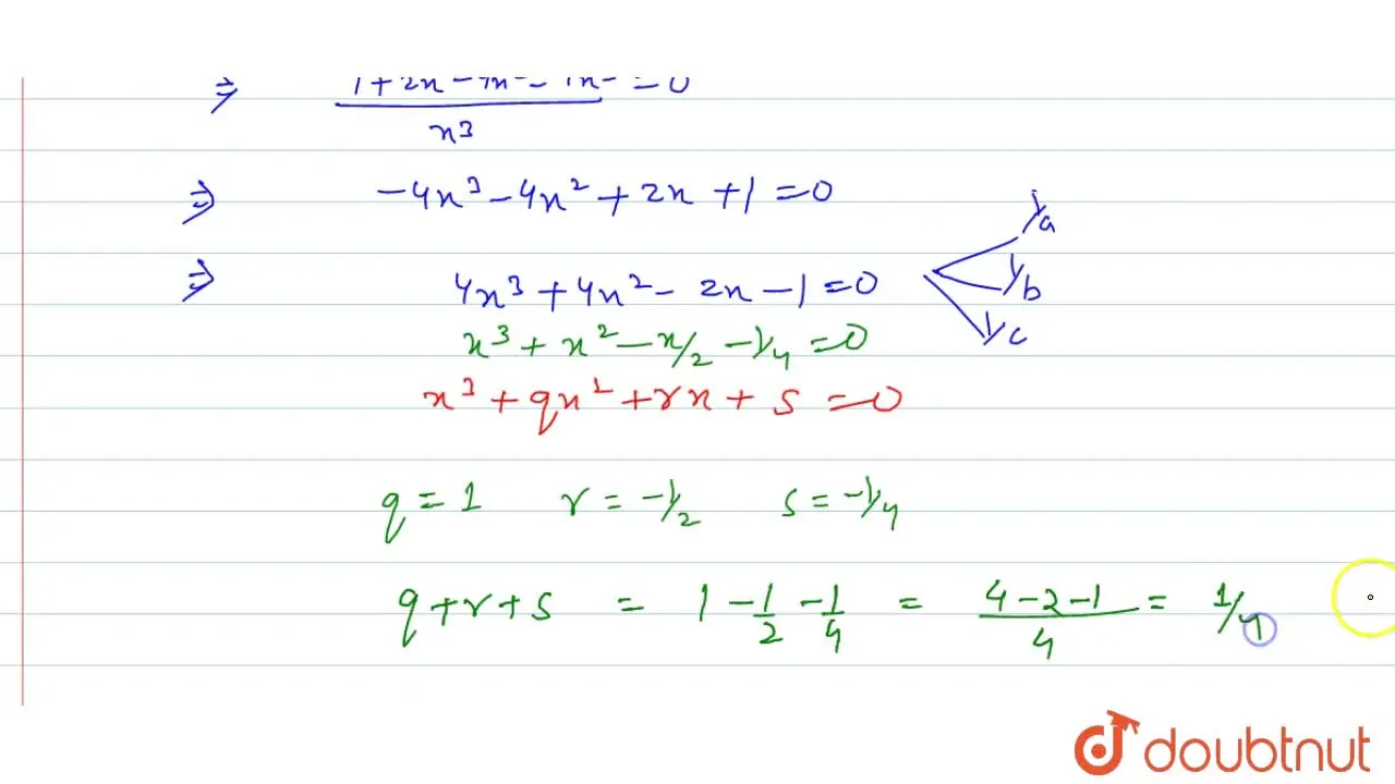 Let a,b and c be three distinct real roots of the cubic x ^(3) +2x ^(2