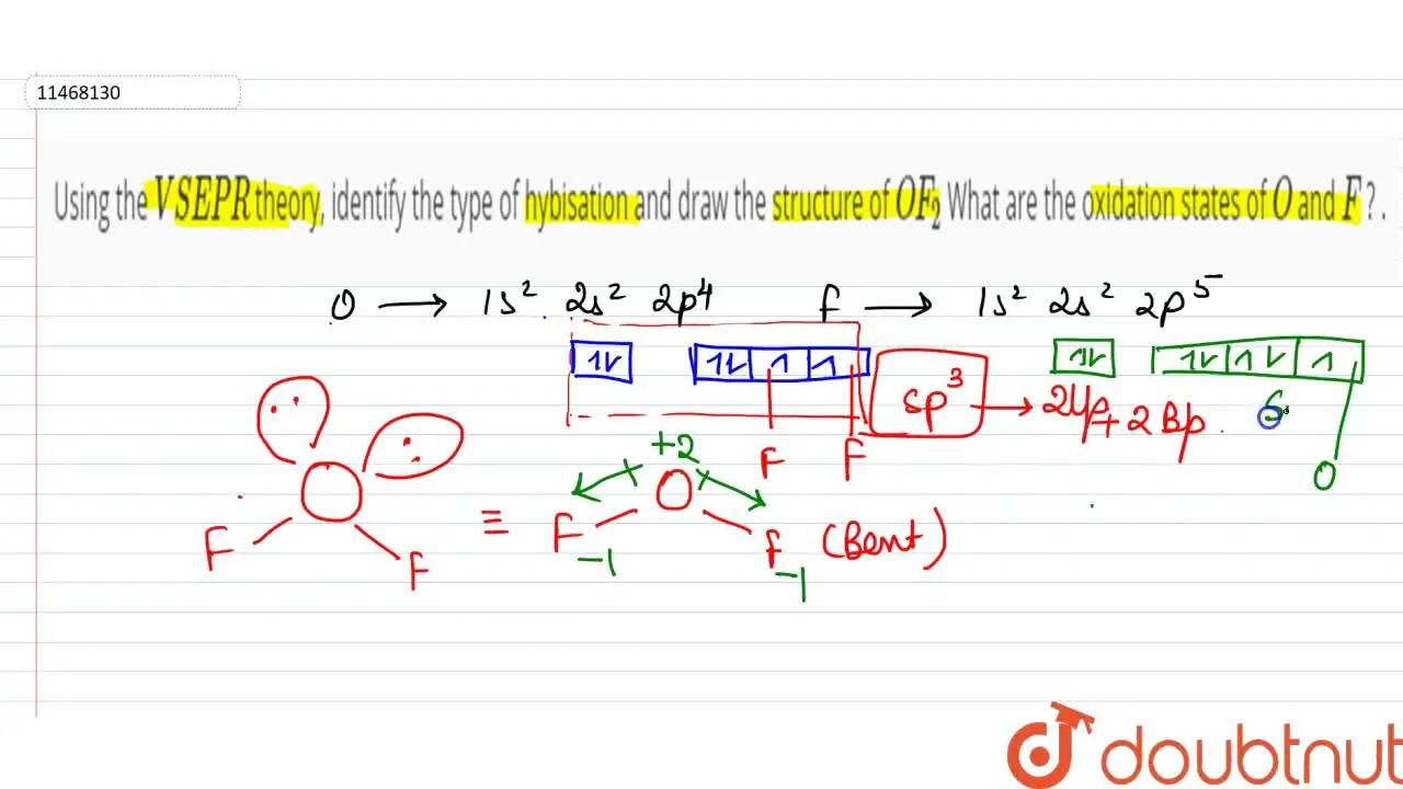 Using the VSEPR theory, identify the type of hybisation and draw the s