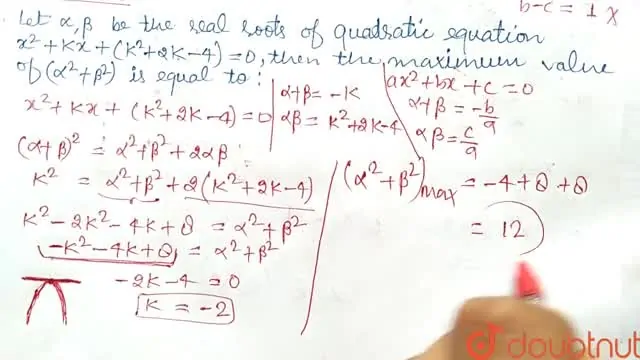 Let alpha, beta be real roots of the quadratic equatin x ^(2) +kx+ (k^
