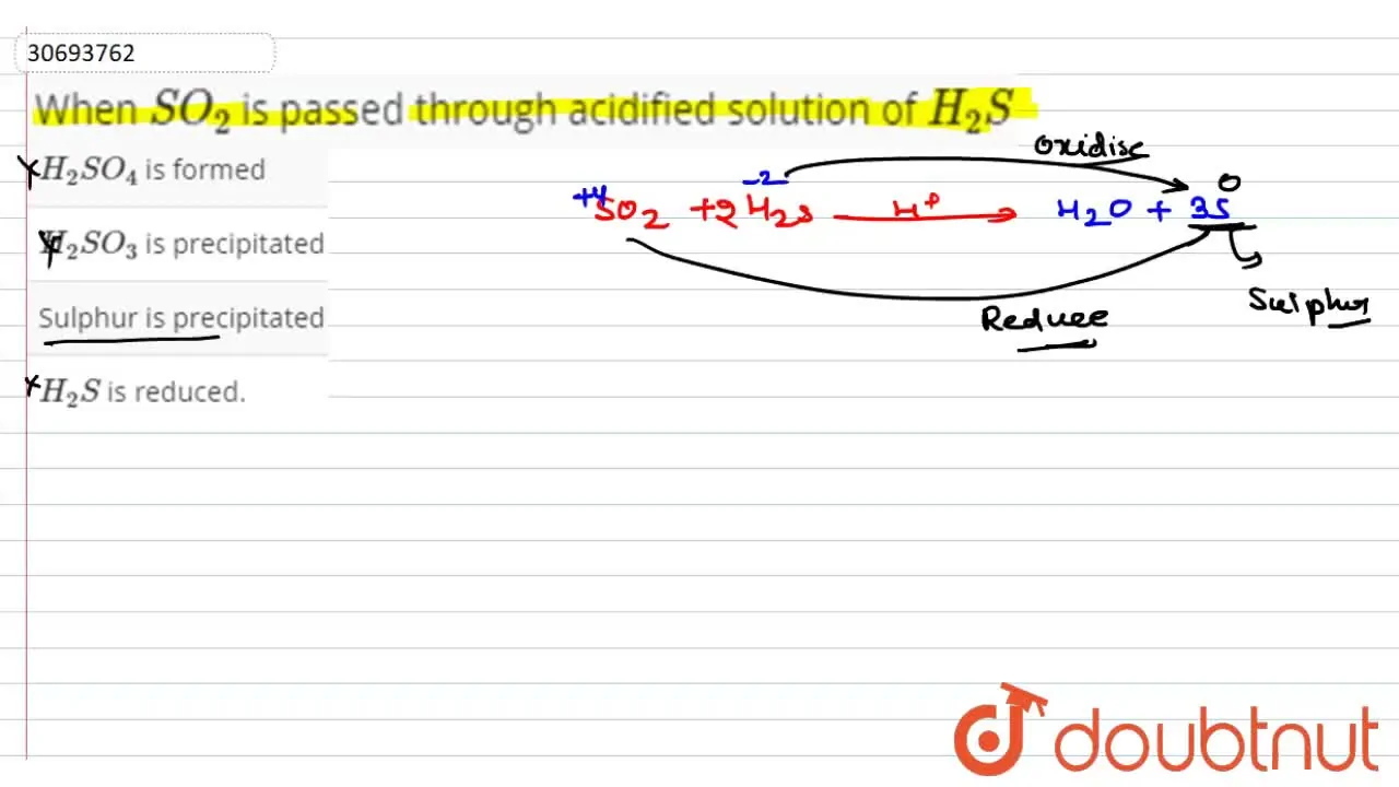 When SO2 is passed through acidified solution of H2S