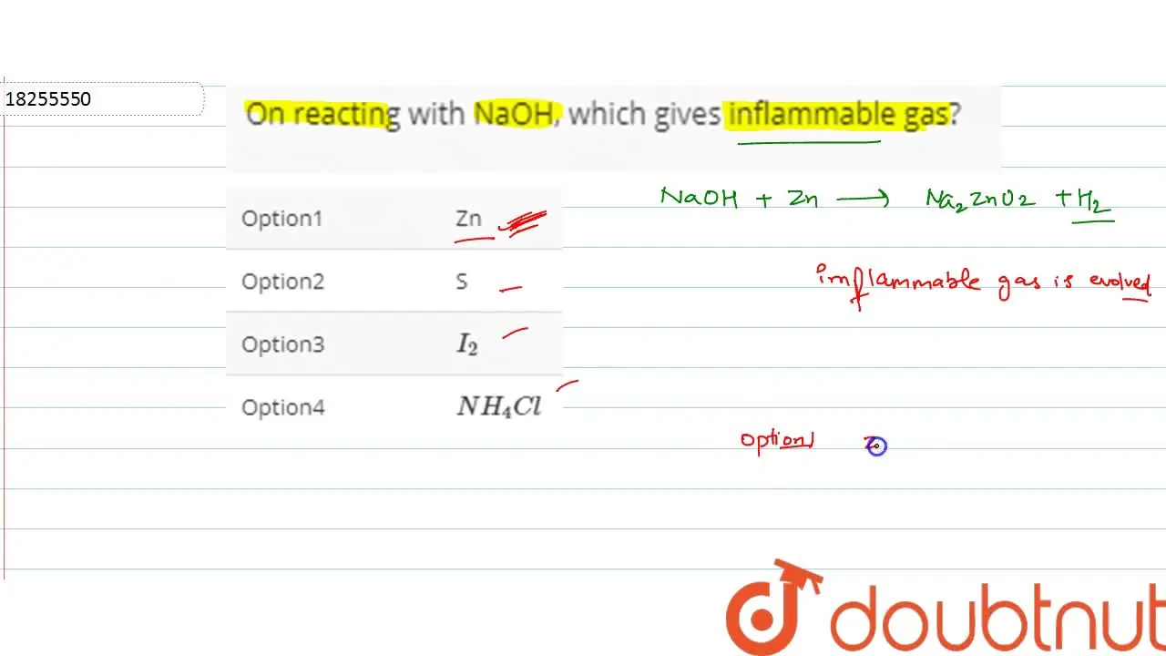 On reacting with NaOH, which gives inflammable gas?
