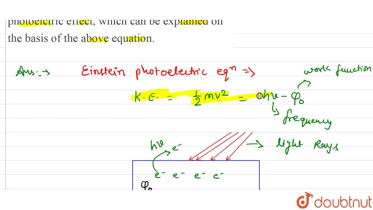 Write Einstein's photoelectric equation. State clearly any two salient
