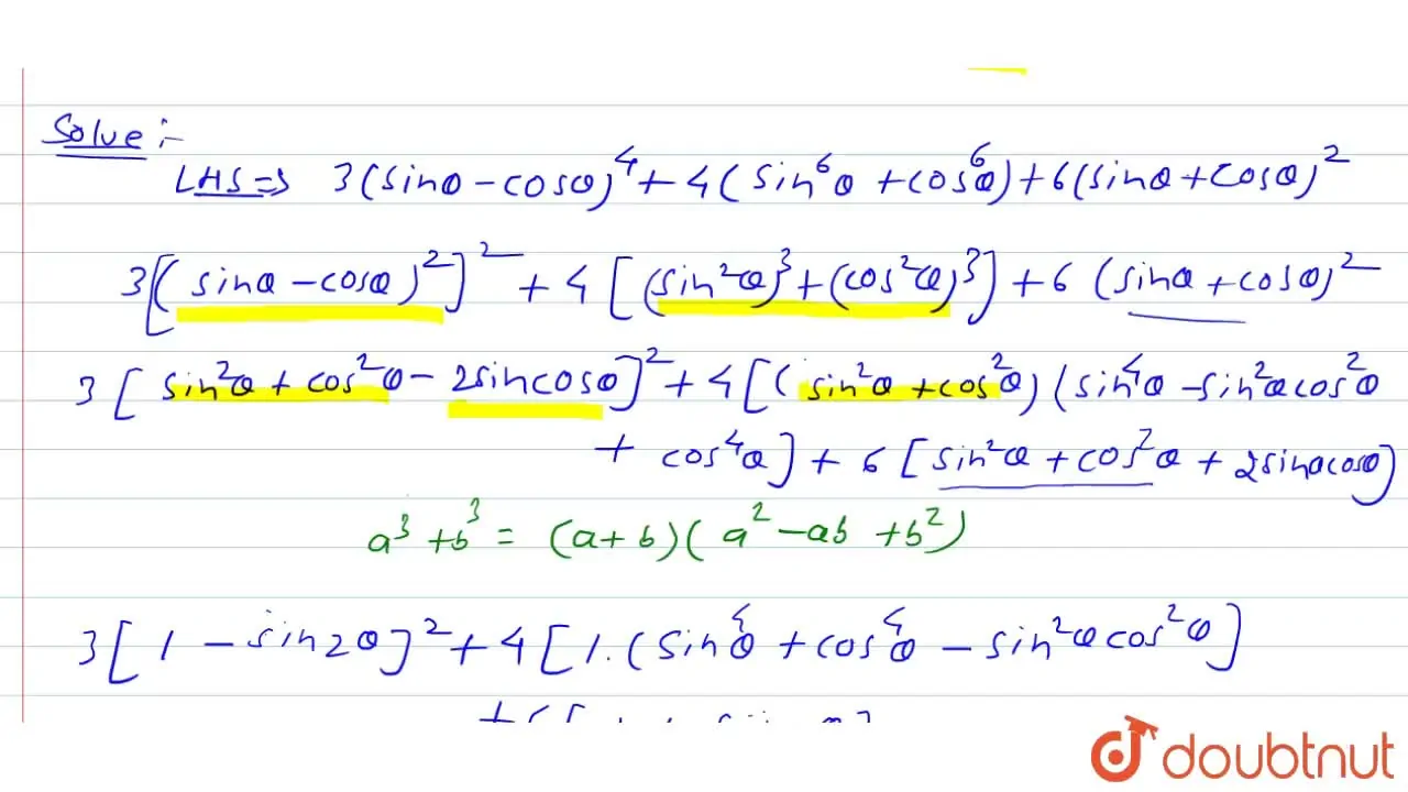 3 (sin theta - cos theta)^(4) + 6 (sin theta + cos theta)^(2) +4 (sin