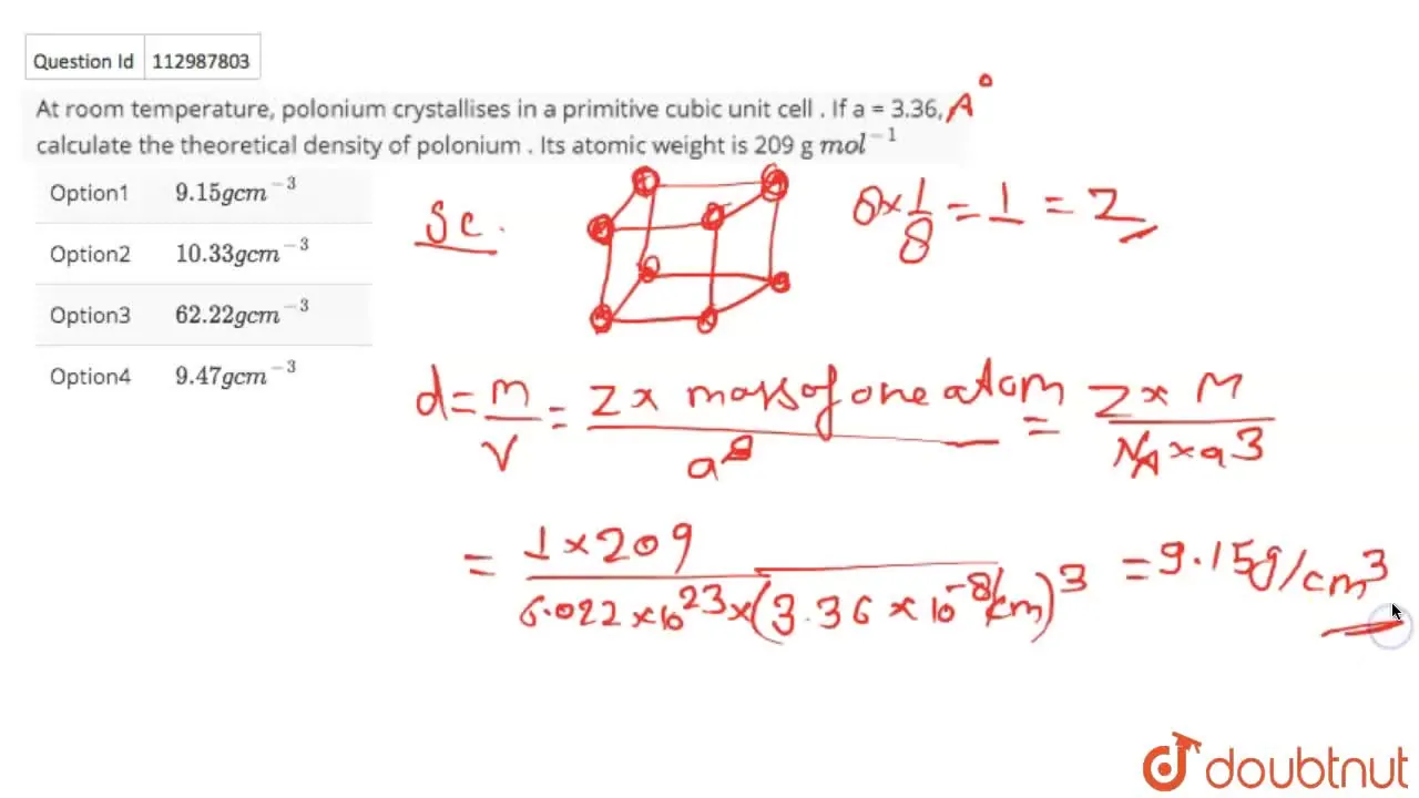 At room temperature, polonium crystallises in a primitive cubic unit c