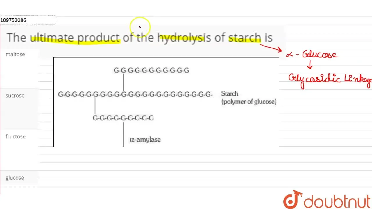 The ultimate product of the hydrolysis of starch is
