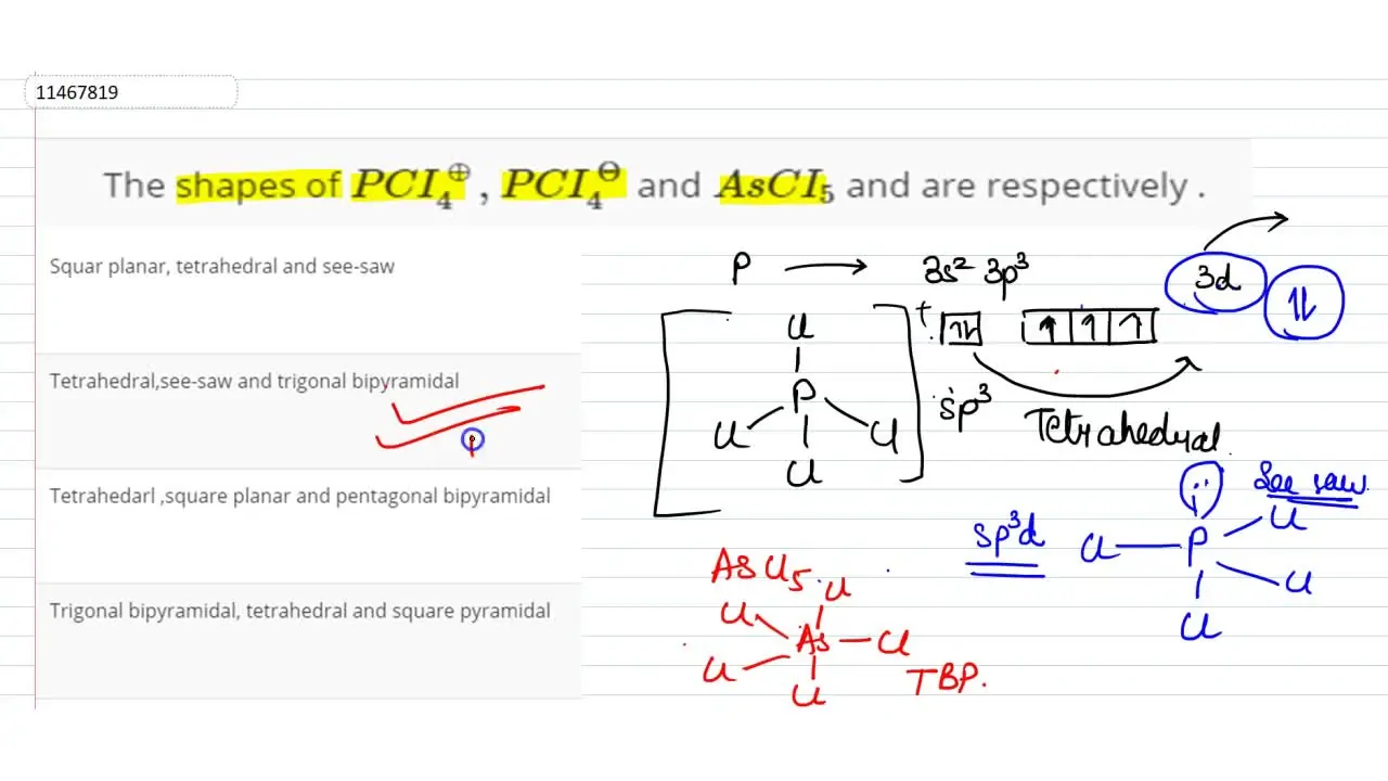 tetrahedral, square planar and pentagonal bipyramidal