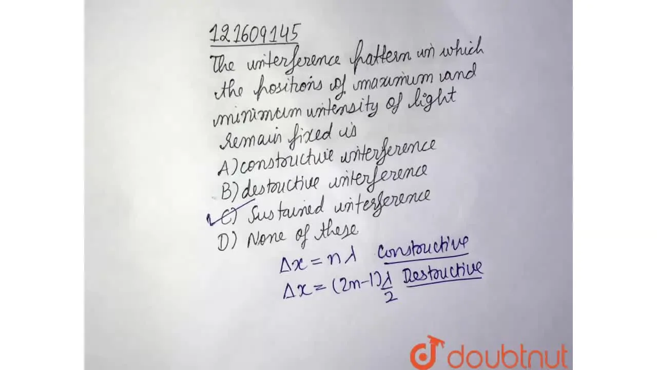 The interference patter in which the positions of maximum and minimum
