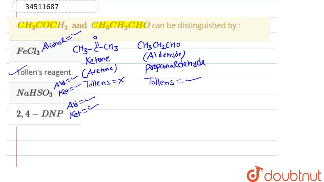 CH(3)COCH(3) and CH(3)CH(2)CHO can be distinguished by