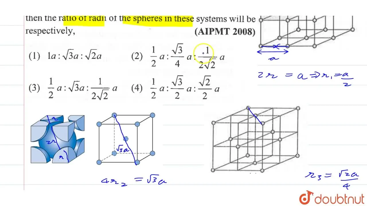 If 'a' stands for the edge length of the cubic systems: simple cubic,b