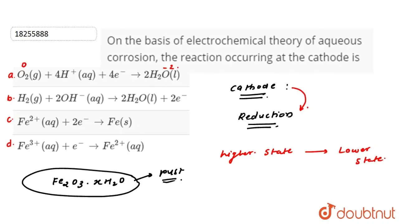 On the basis of electrochemical theory of aqueous corrosion, the react
