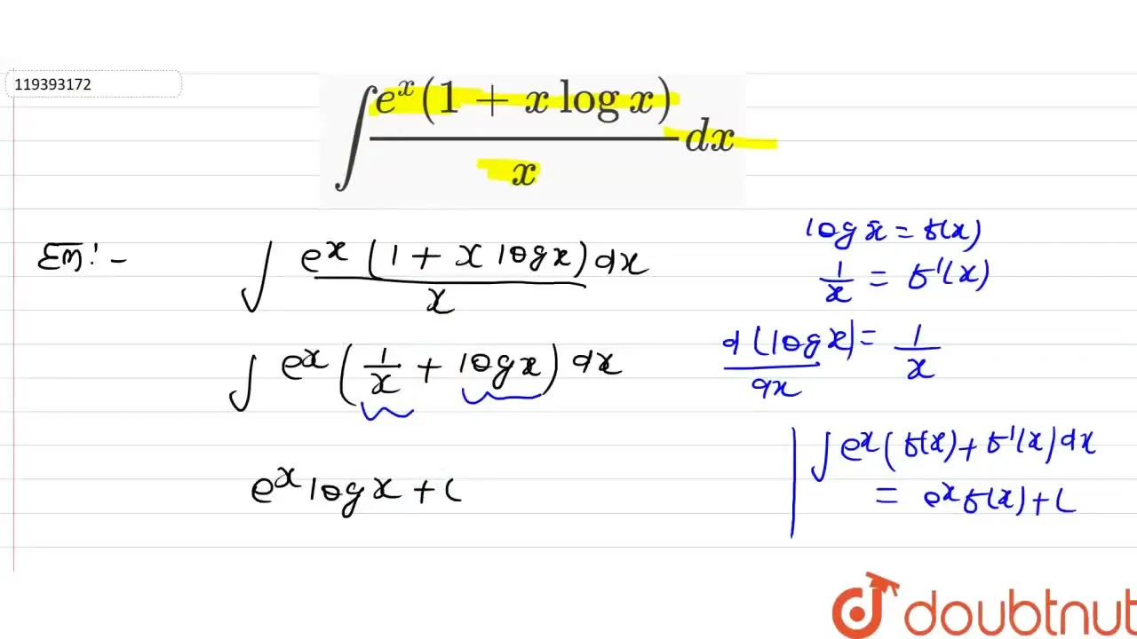 int e^(x) ((1+x log x)/(x))dx