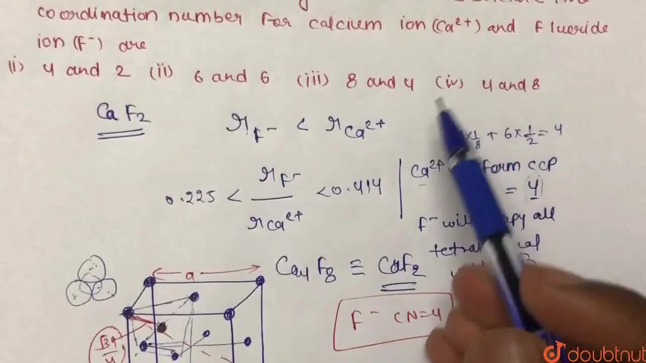 In the calcium fluoride structure, the coodination number of the catio