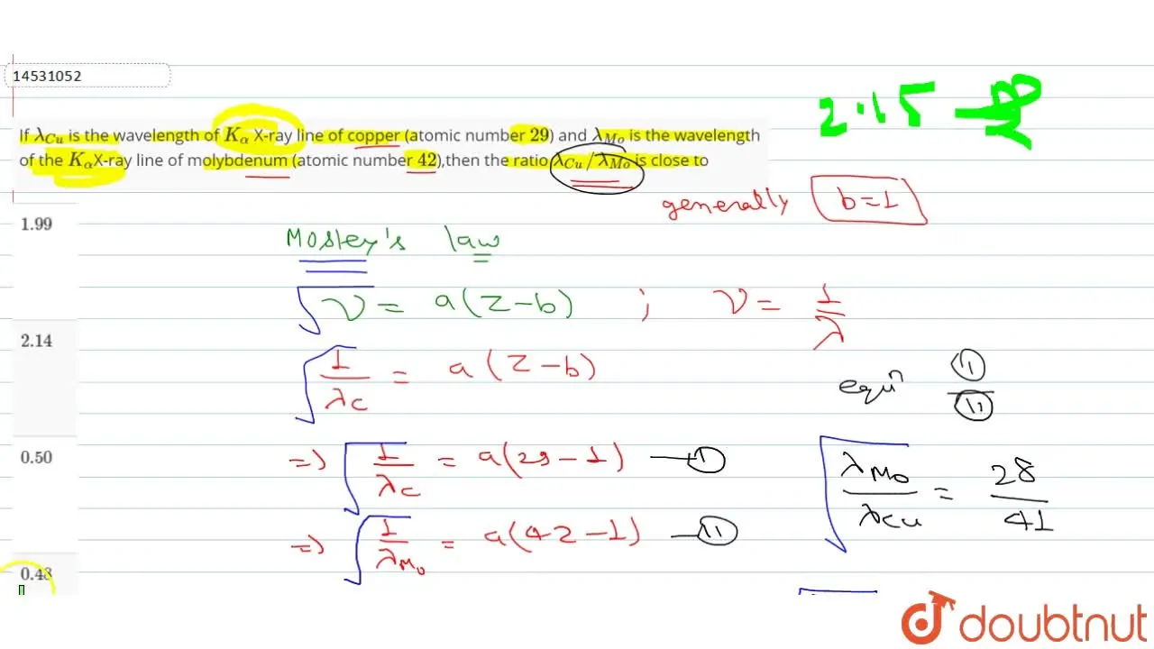 If lambda(Cu) is the wavelength of K(alpha) X-ray line of copper (atom