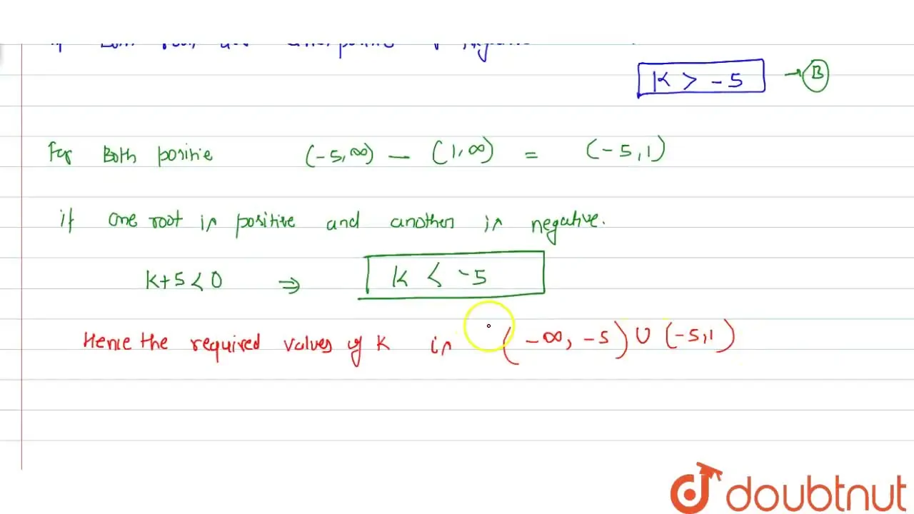 Find the values of k so that the quadratic equation x^2+2(k-1)x+k+5=0