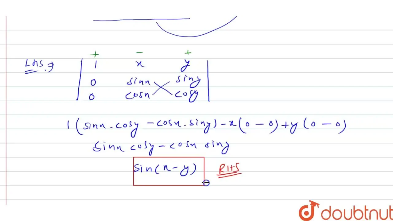 |(1,x,y),(0, sin x, siny),(0 ,cosx, cosy)|=