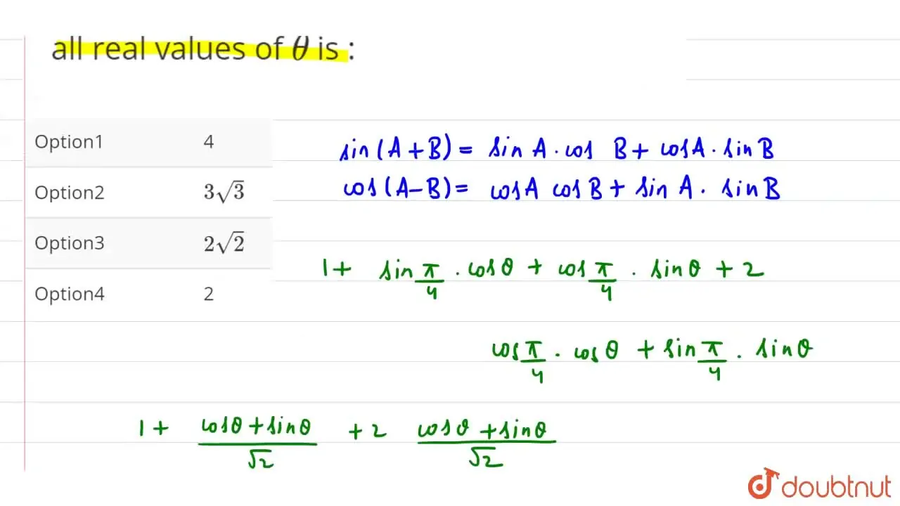 The maximum value of 1+sin((pi)/(4) +theta) +2cos((pi)/(4) - theta) fo