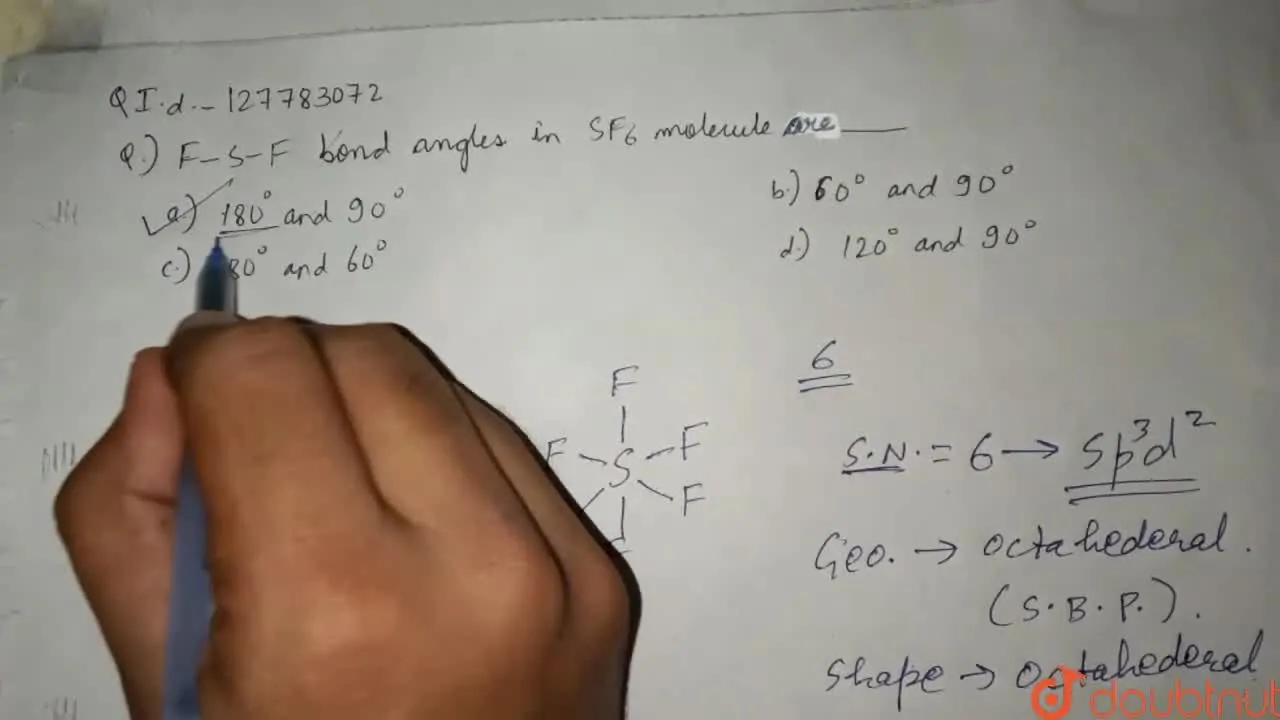 F-S-F bond angles in SF(6) molecule are