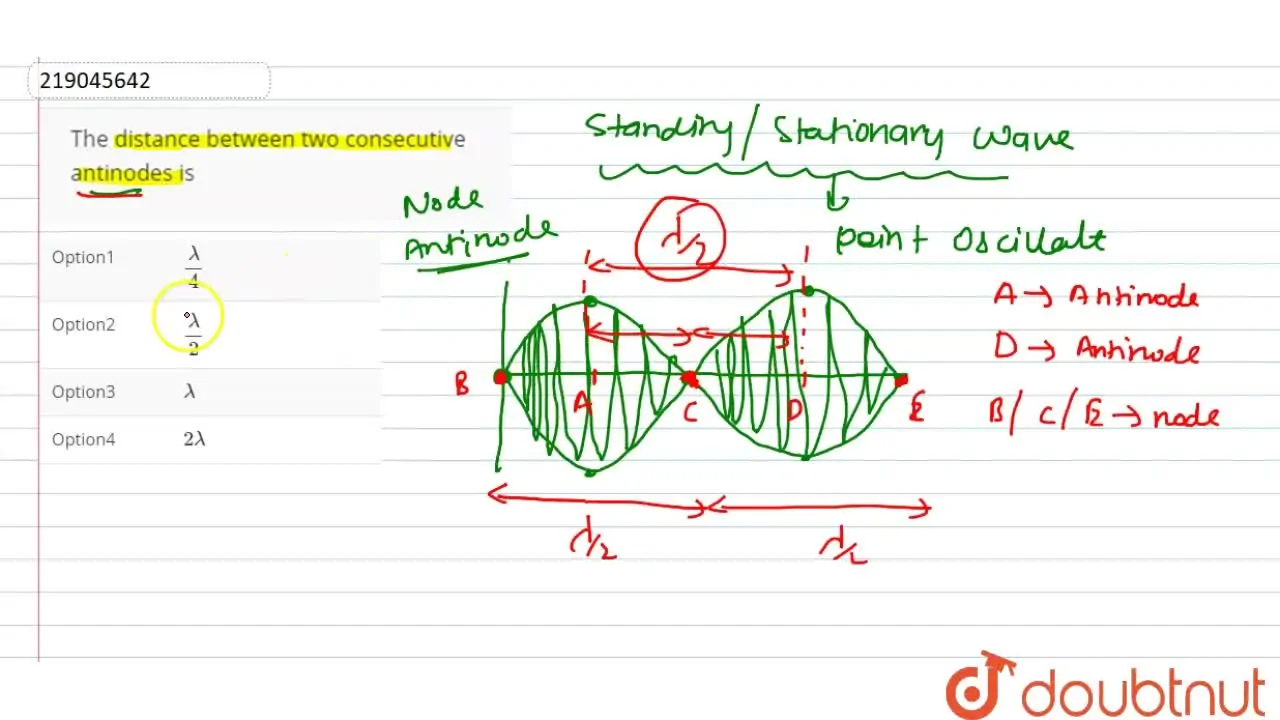 The distance between two consecutive antinodes is