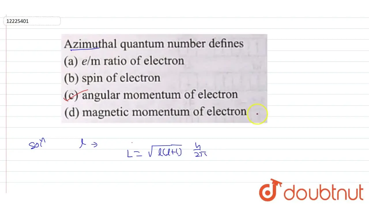 Azimuthal quantum number defines.