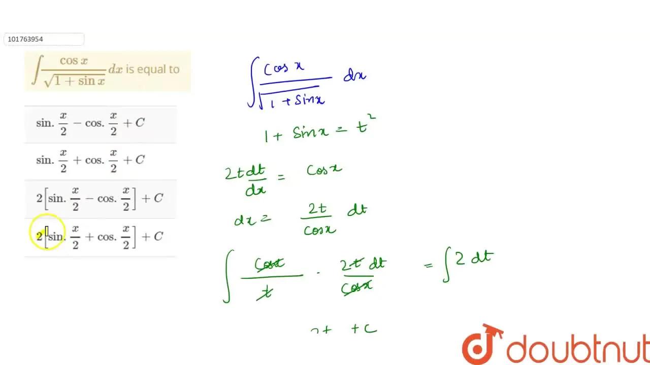int(cosx)/(sqrt(1+sinx))dx is equal to