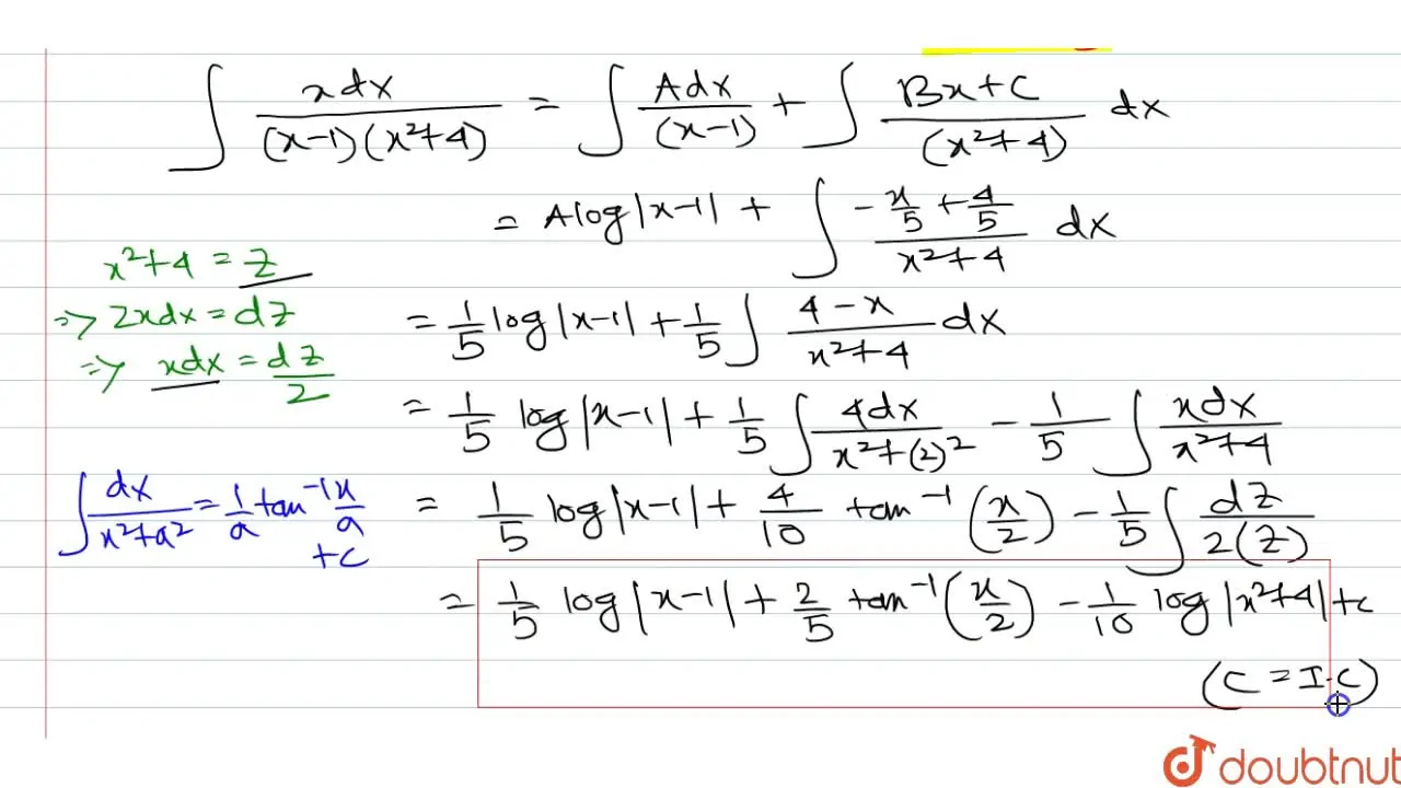 [Bengali] int (xdx)/((x-1)(x^(2)+4))