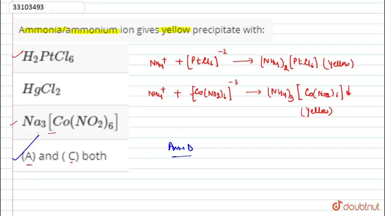 Ammonia/ammonium ion gives yellow precipitate with: