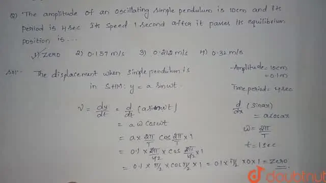 [Tamil] The amplitude of an oscillating simple pendulum is 10 cm and i