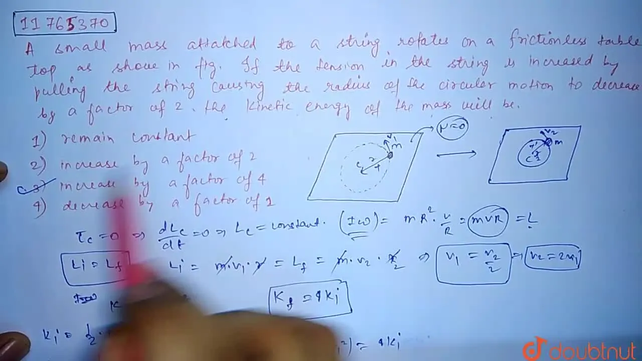 A small mass attached to a string rotates on a frictionless table top