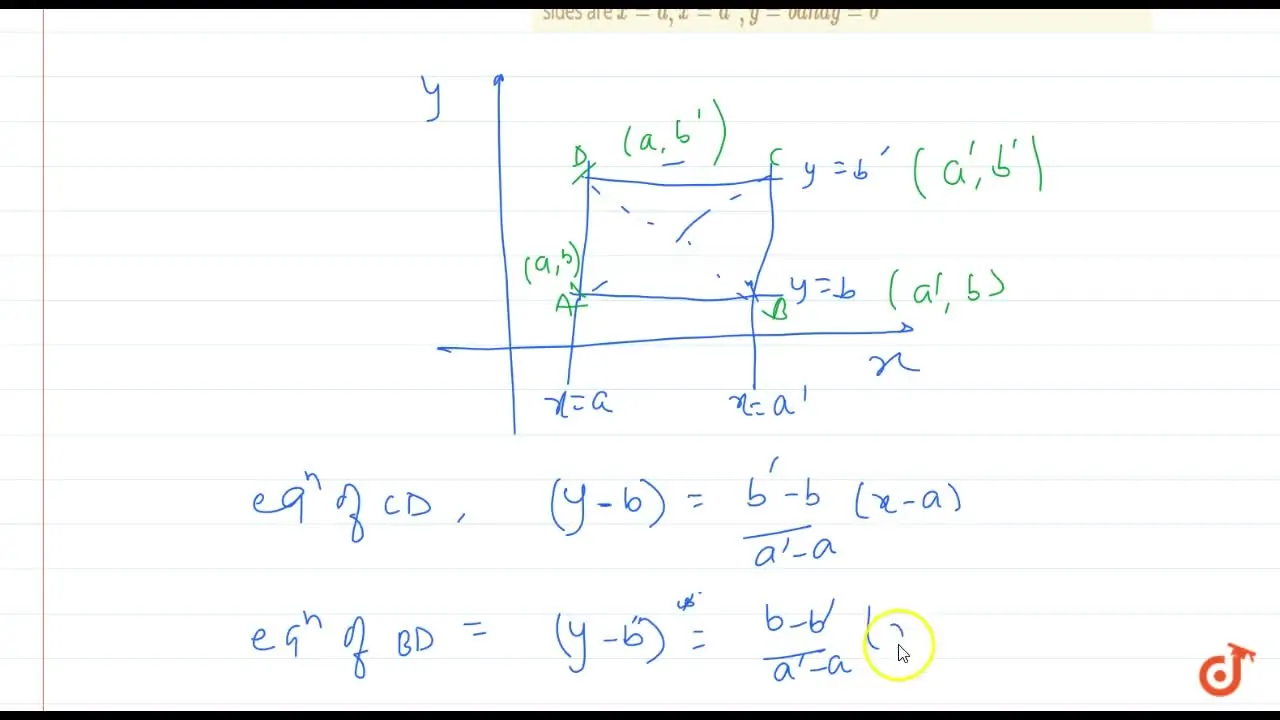 Find the equations to the diagonals of the rectangle the equations of