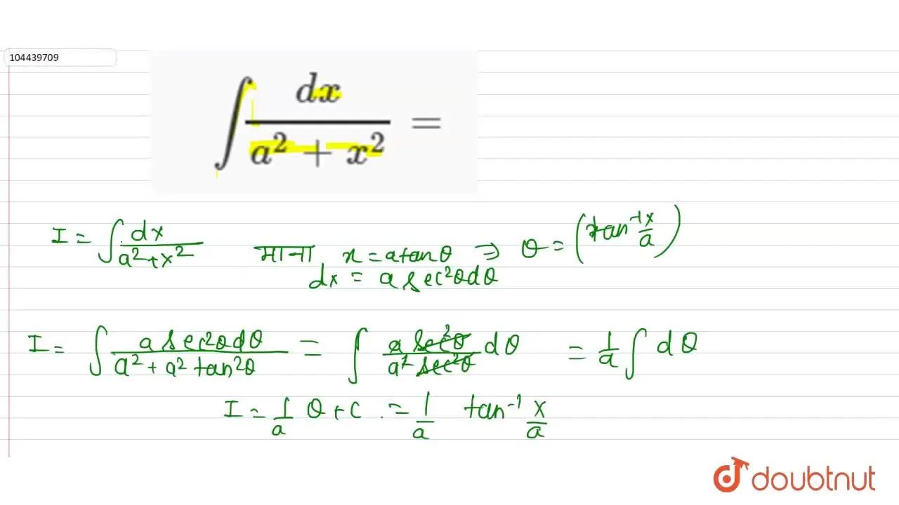 int(dx)/(a^(2)+x^(2))=…………..