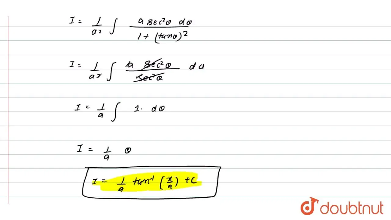 int(dx)/(a^(2)+x^(2)) का मान …………………… है