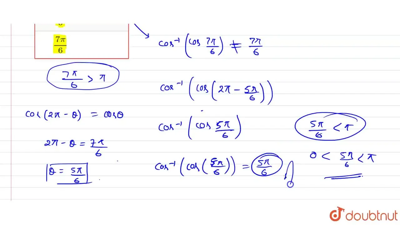 Cos 1 cos 7pi 6 cos-1-cos-7pi-6