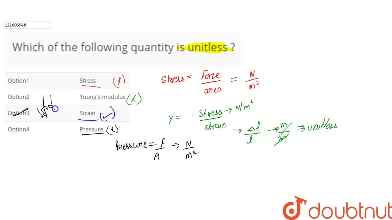 Which of the following quantity is unitless