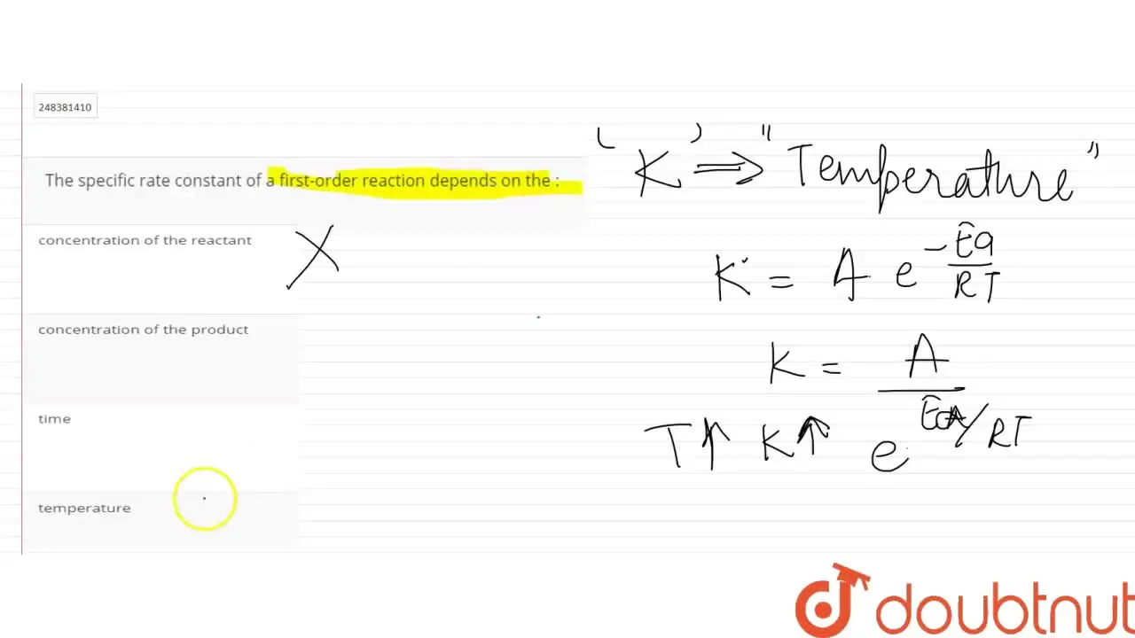 The specific rate constant of a first-order reaction depends on the