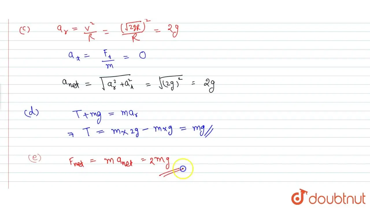 In the figure shown, u=sqrt(6gR)(gtsqrt(5gR)) Find h,v,a(r),a(t),T a