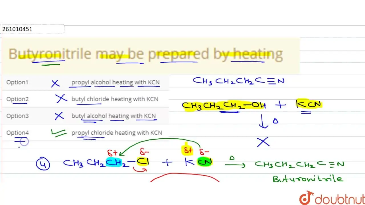 Butyronitrile may be prepared by heating