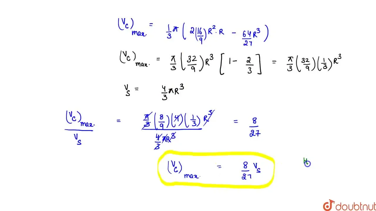 Prove that the volume of the largest cone that can be inscribed in a